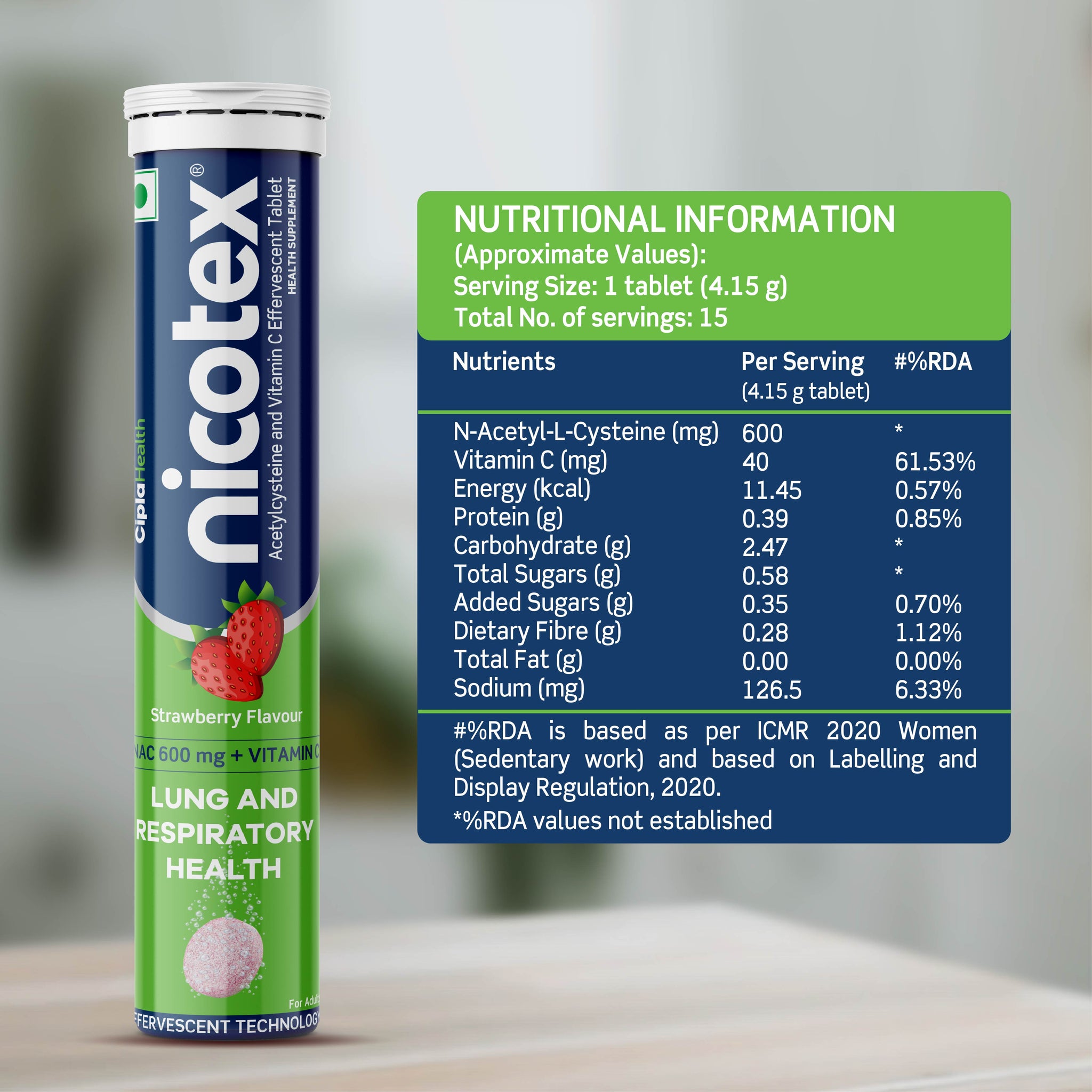 Nicotex Lung Health Vitamin C Effervescent Tablets | Cipla Health